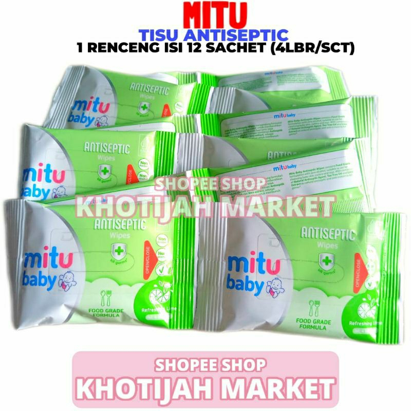 Mitu Baby Tissue Mini Pack Traveling 1 Pack Contains 12 Sachets (4 PCS ...