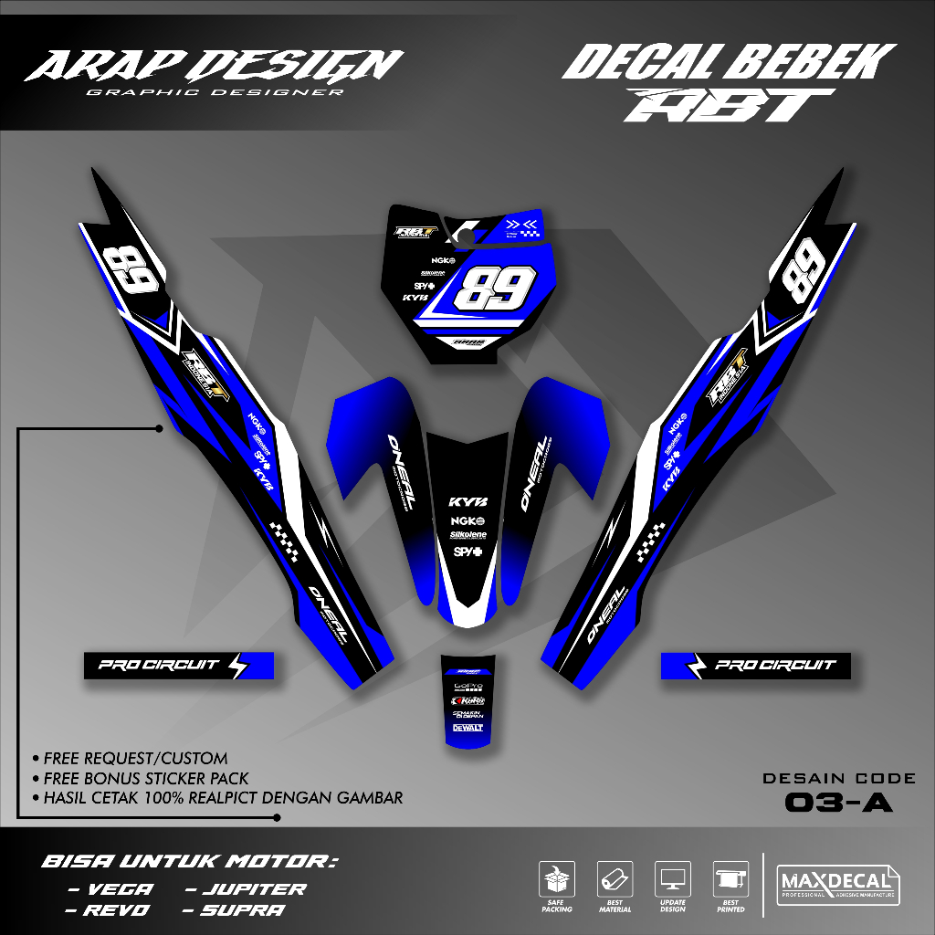 Arap DESIGN Sticker Variation RBT/GTX VEGA R NEW Duck Striping Decal ...