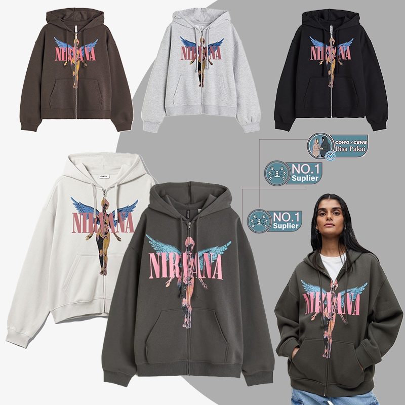 KATUN Zipper Boxy NIRVANA IN UTERO PINK BLUE ANGEL Oversize Boys Girls ...
