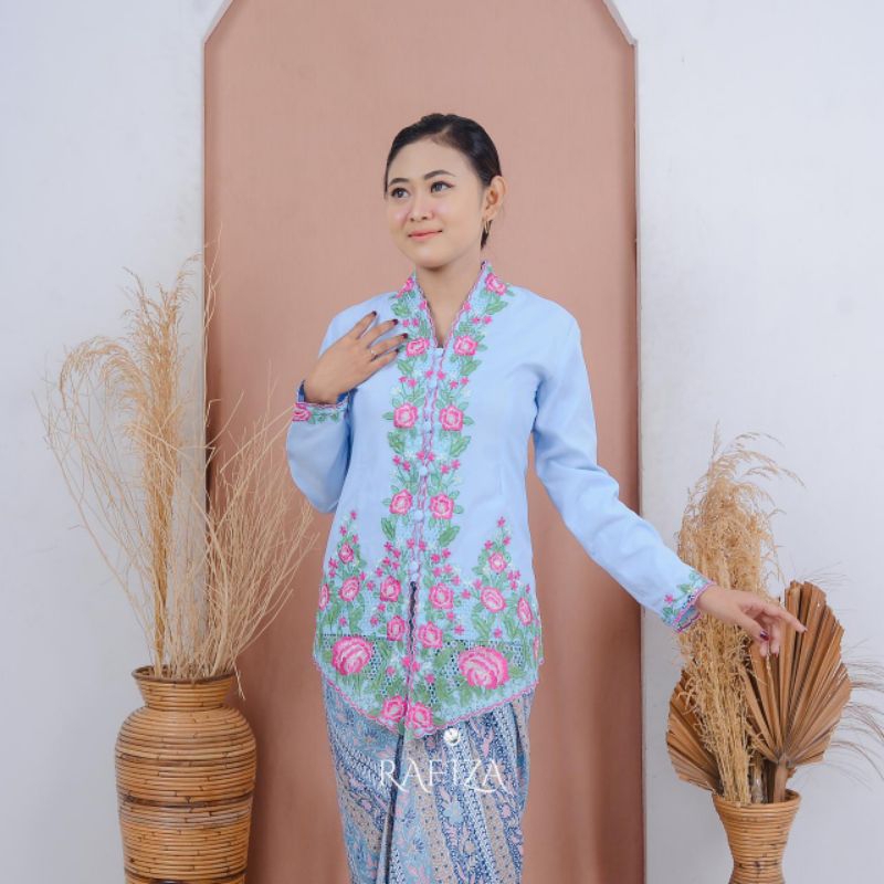 Modern Encim Kebaya / Baby Blue Uniform Embroidered Kebaya | Shopee ...
