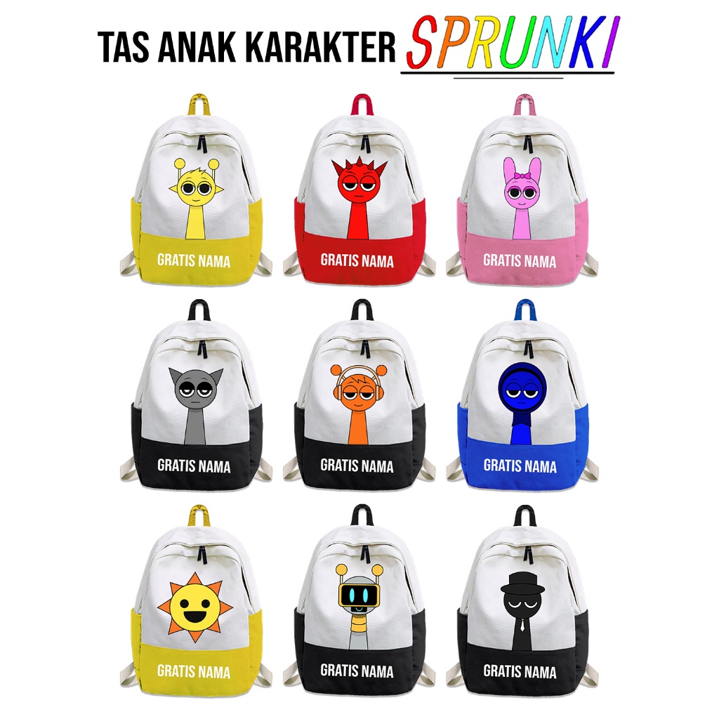 Incredibox SPRUNKI CHARACTER CHILDREN'S BACKPACK - FREE NAME PRINTING ...