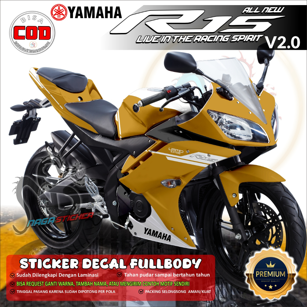Decal STICKER FULL BODY YAMAHA R15 V2.0 VARIATION Plain Simple NS40009 ...