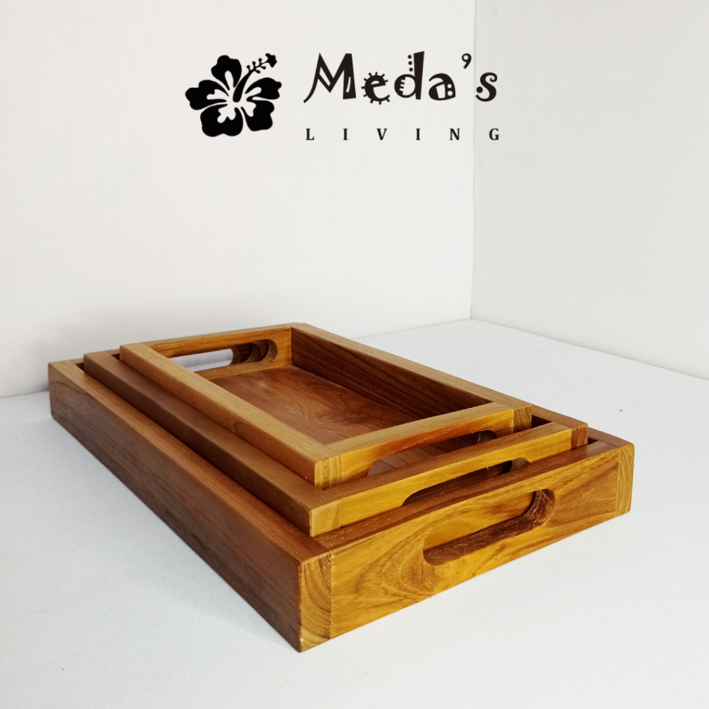KAYU Teak WOOD tray - TEAK WOOD tray (siena tray) | Shopee Malaysia