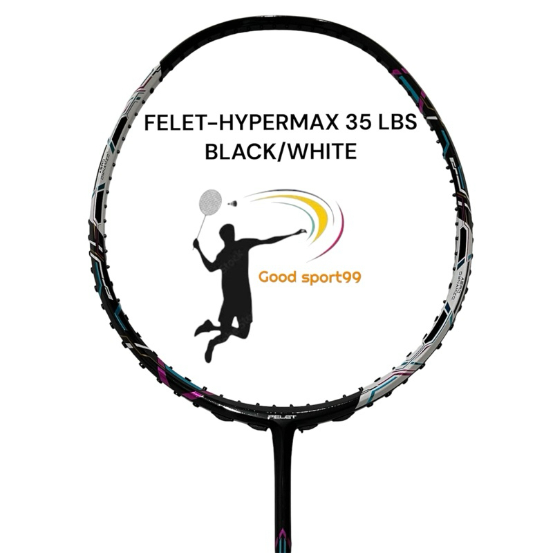 Original FELET HYPERMAX BLACK / WHITE 35 LBS BADMINTON RACKET | Shopee ...