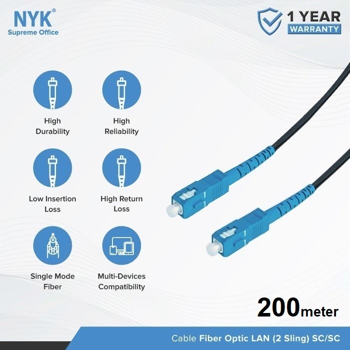 Nyk Fiber Optic Cable 200M Single Core 2 Seling SC UPC Outdoor | Shopee ...