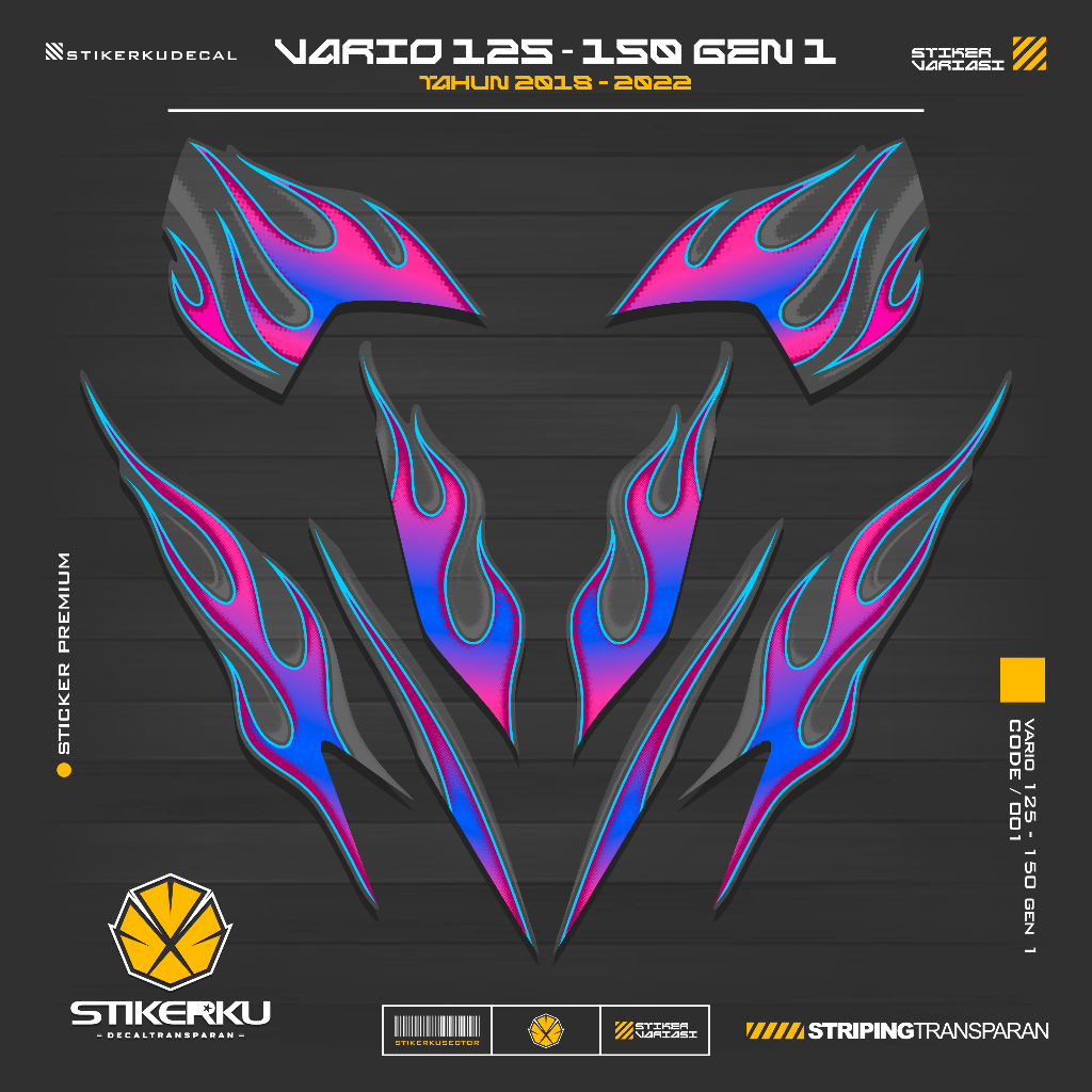 STRIPING ALL NEW HONDA VARIO 125/150 TRANSPARENT UV MOTIF 1 STICKER ...