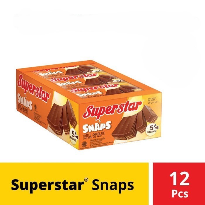 Superstar SNAPS CONTENTS 12 x 28 GRAM 1 BOX TRIPLE CHOCOLATE WAFER ...