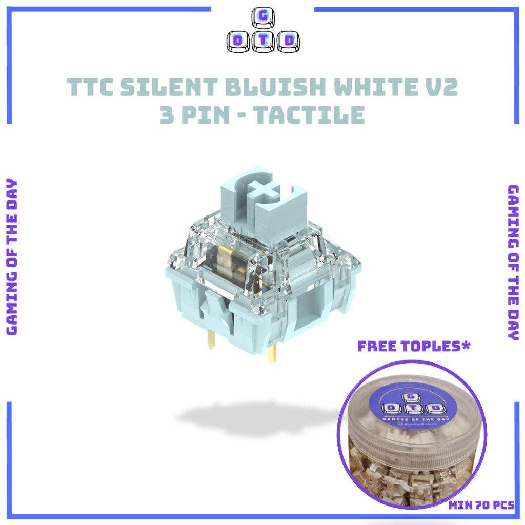 TTC Silent Bluish White V2 Tactile Mechanical 3 Pin Switch 3-Pin Gaming ...