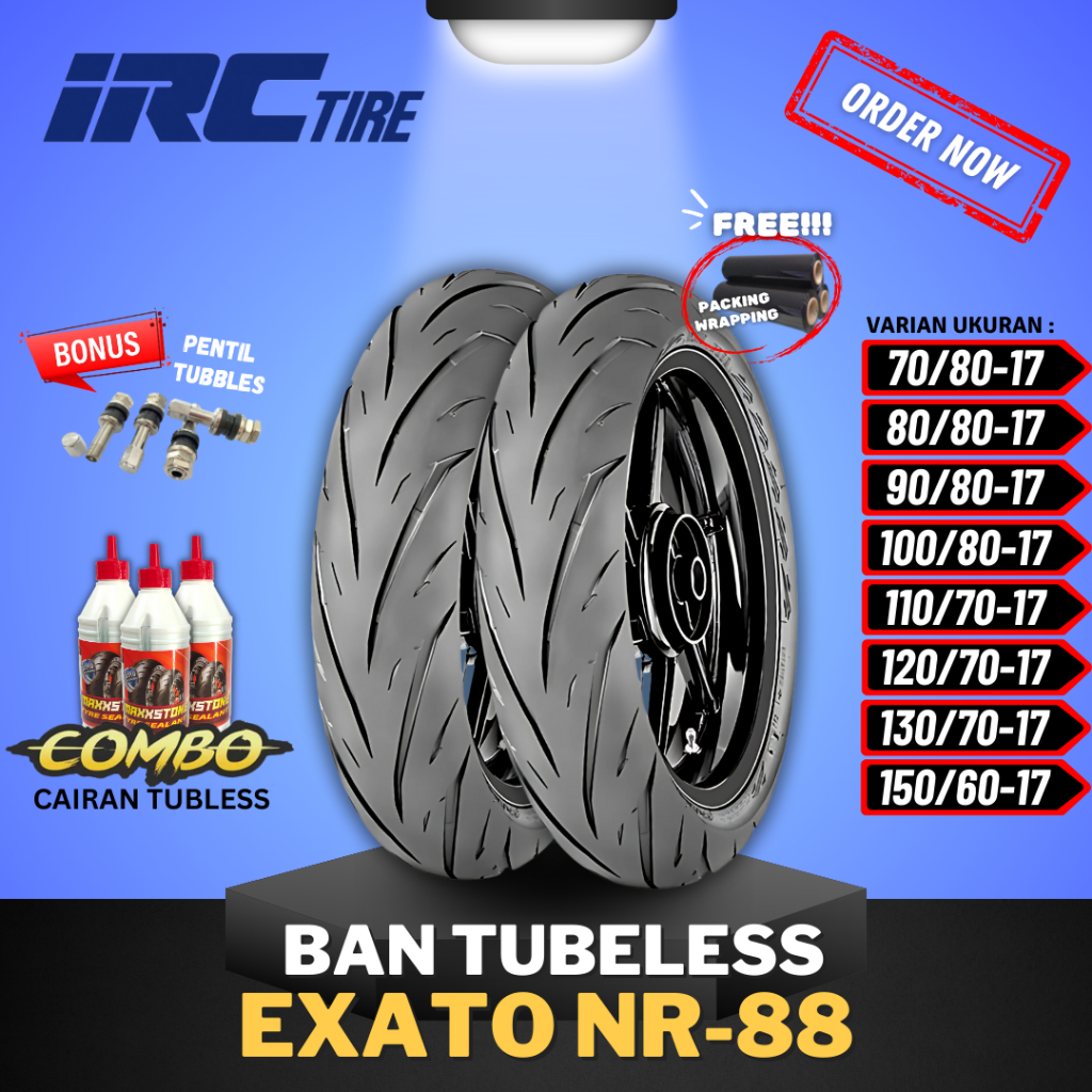 TIRE IRC EXATO NR88 TUBELESS RING 17 / IRC RING 17 BEBEK MOTORCYCLE ...