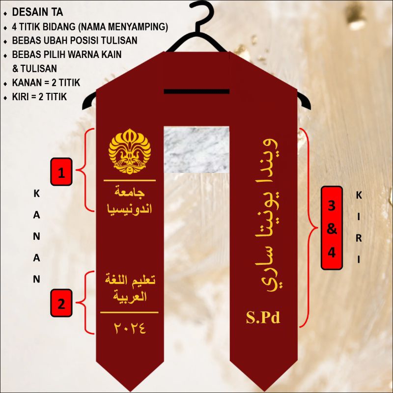 [1 Anniversary] COMPUTER EMBROIDERED ARABIC Graduation Sash Graduation ...