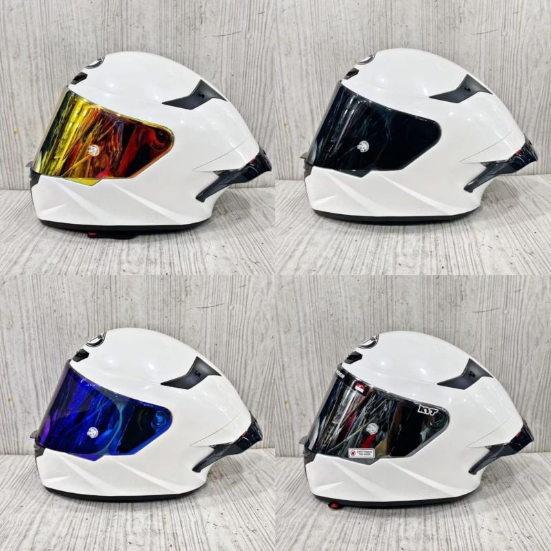 Full face helmet Kyt Tt Course solid Plain White Handsome Iridium Visor ...