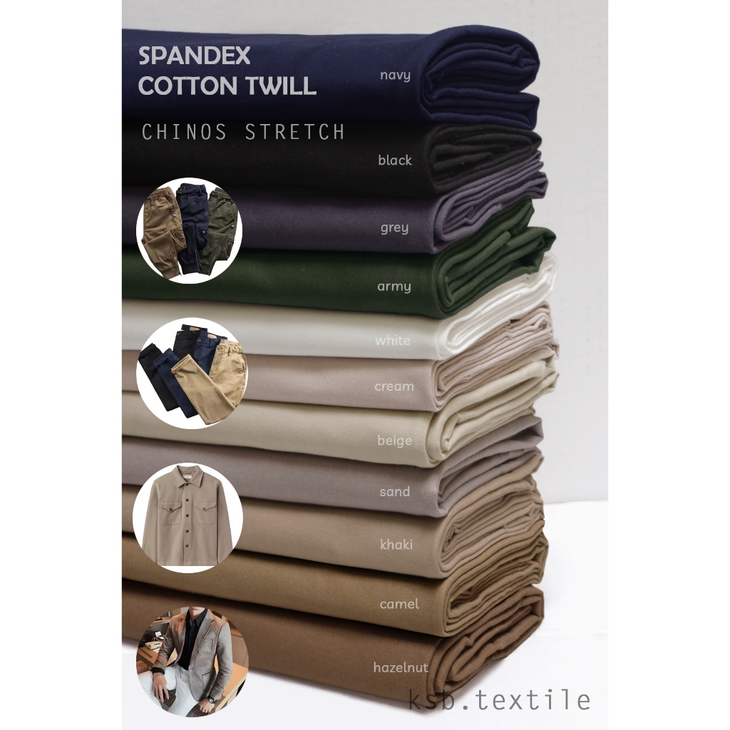 Retail Cotton Twill Stretch Sueding Chino Fabric - PER 1 and 1.4 METER ...