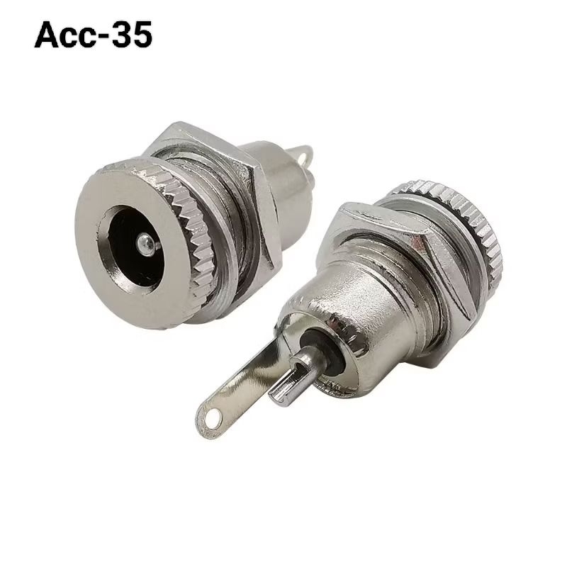 Metal CHROME DC SOCKET FEMALE METAL SOCKET DC JACK ADAPTER 2.1MM X 5 ...
