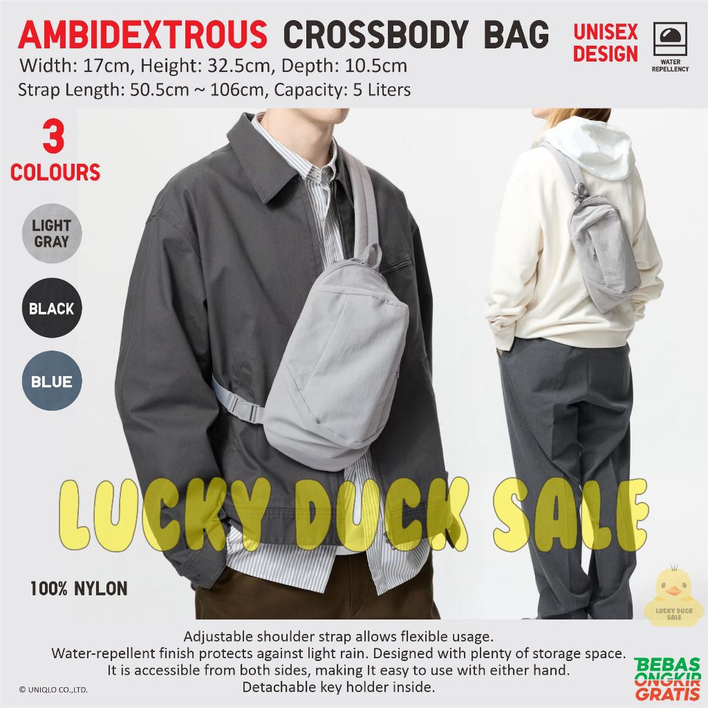 Uniqlo Crossbody Bag Ambidextrous Unisex Nylon Sling Bag | Shopee Malaysia