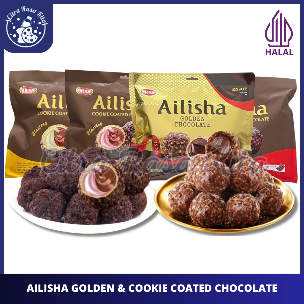 Mr. Sif Ailisha Golden & Cookie Coated Chocolate 200gr & 250gr | Shopee ...