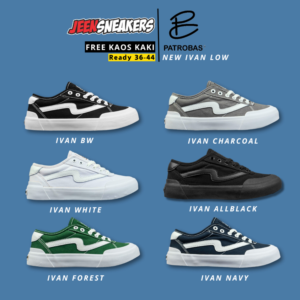 PUTIH HITAM Patrobas New Ivan Low Original Shoes Black / White / Grey ...