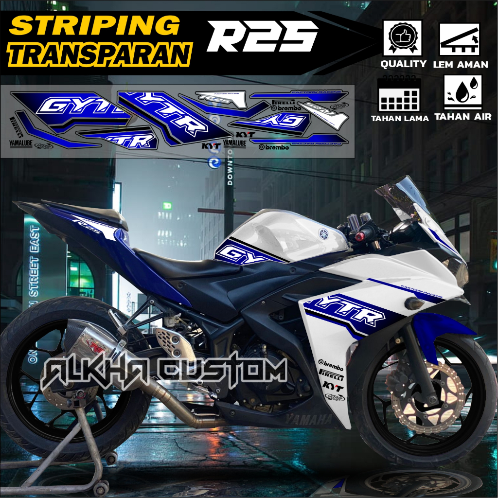 Yamaha R25 TRANSPARENT STRIPING R25 STICKERS CAN REQUEST COLORS ...