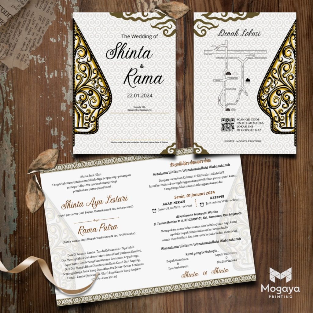 Javanese Theme Wedding Invitation Walimatul Ursy Jasmine Glitter BC ICT ...
