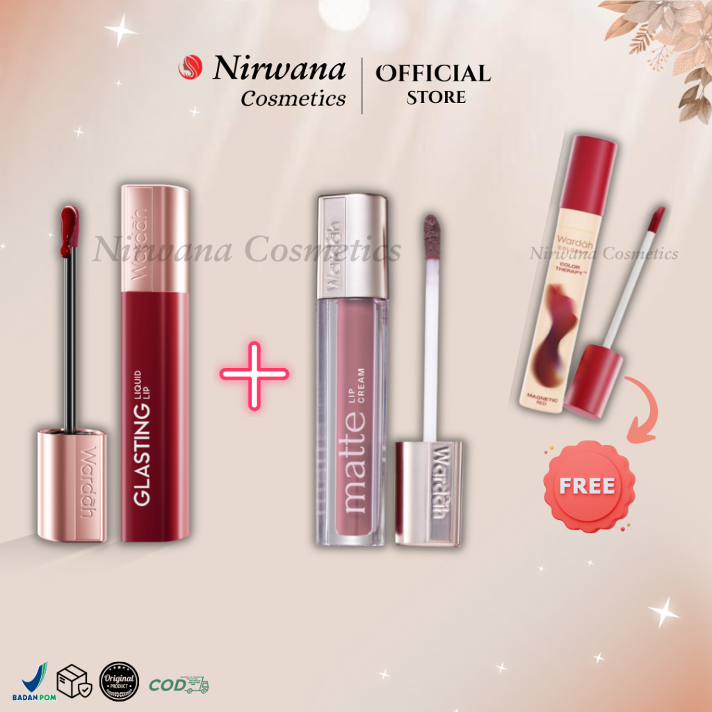 Wardah Bundling Lip Glasting + Matte Lip Cream FREE Colorfit Velvet ...