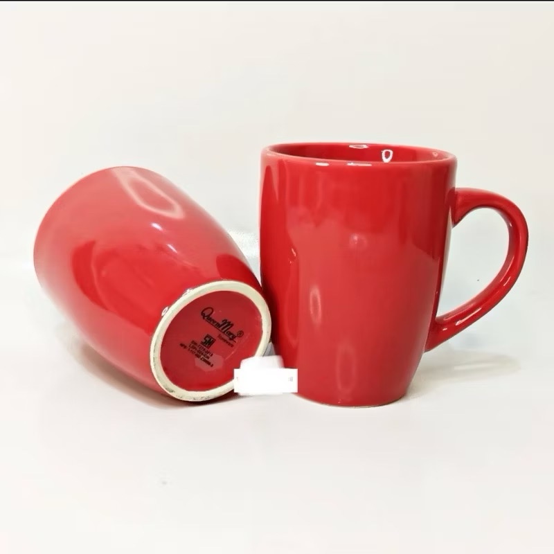 MERAH Thick Ceramic Mug Corel Type Plain Red 350mL Algae Drinking Glass ...