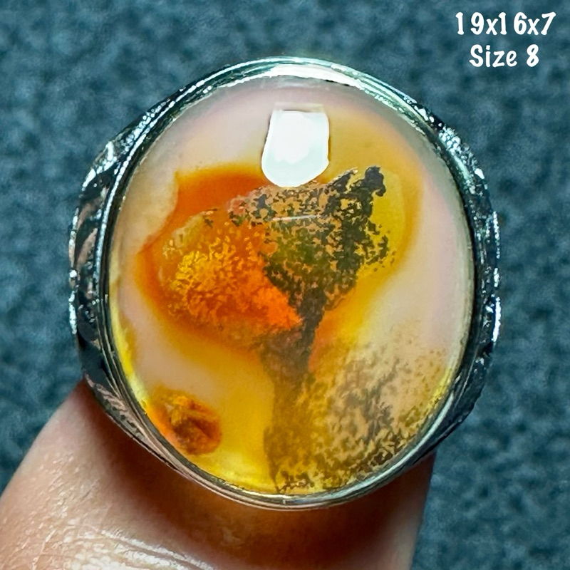 Natural Baturaja Tree Agate Ring in 3D Crystal Stone (original Natural ...
