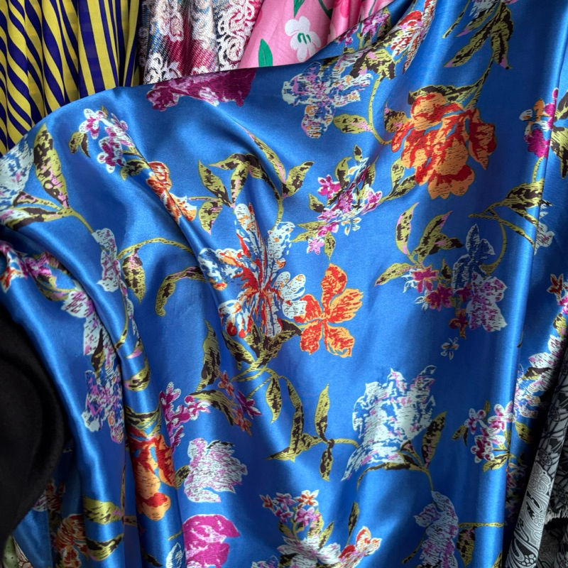 Floral motif silk satin fabric - floral motif satin fabric - floral ...