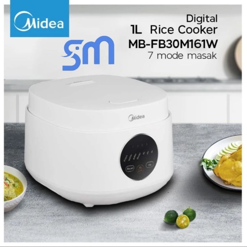 Rice Cooker Midea MB-FB30M161W 1 Liter Magic com Digital 7 Cooking Menu ...