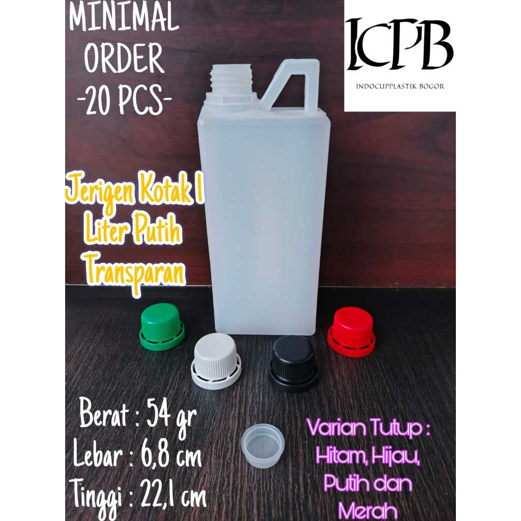 Transparent White 1 Liter Square Jerry Cans / High Plastic Jerry Cans ...