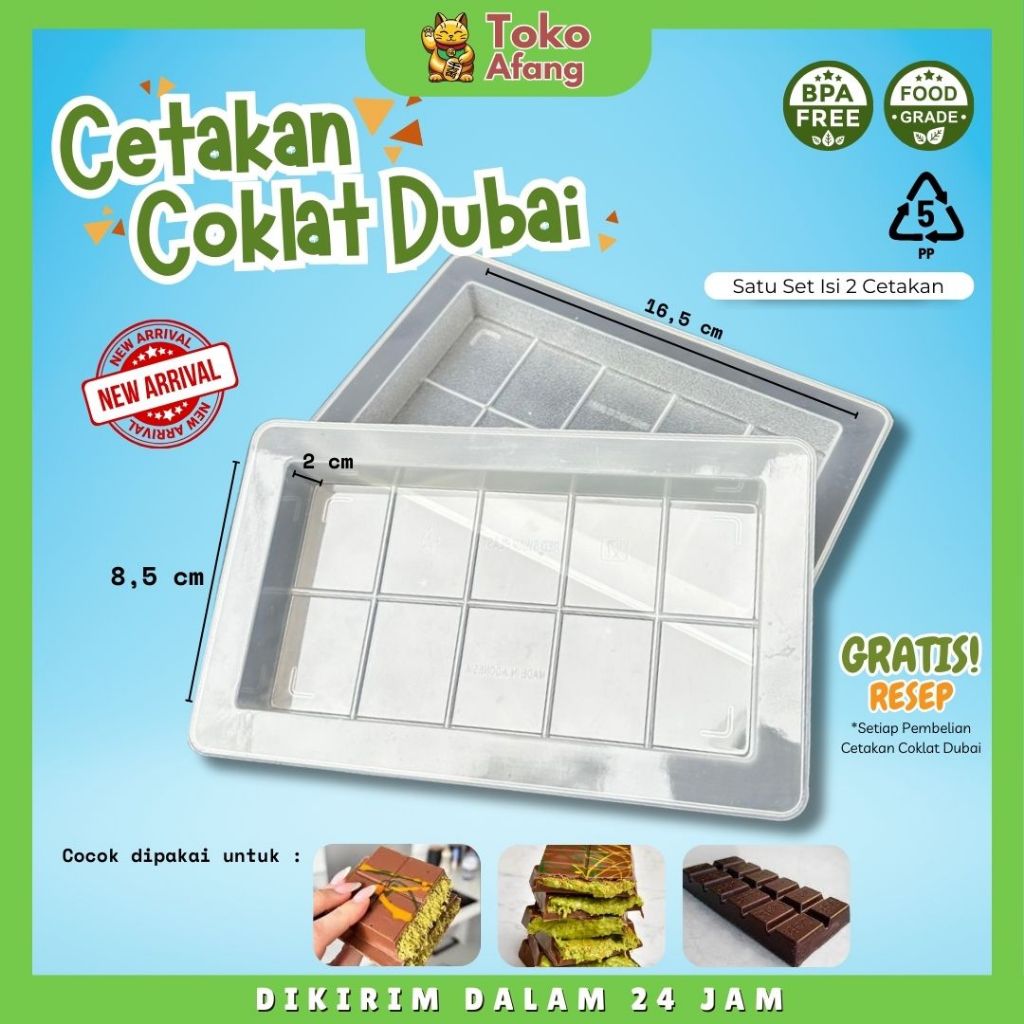 Dubai Style Viral Chocolate Mold Cavity Block 2 Food Grade PP Plastic ...