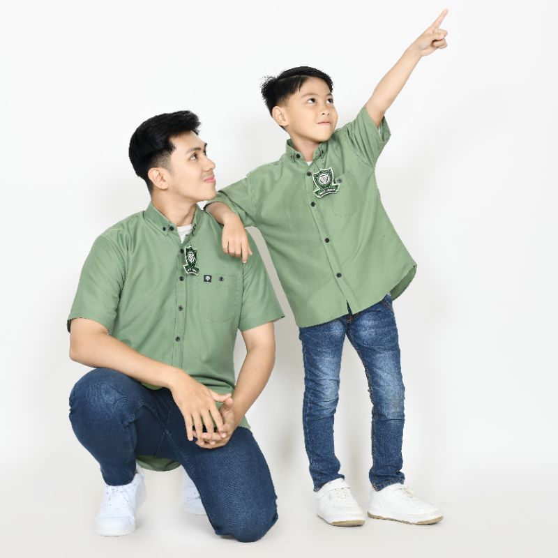 HIJAU KEMEJA Avocado Green Dark Sage/, Father & Son Couple Shirt, Short ...