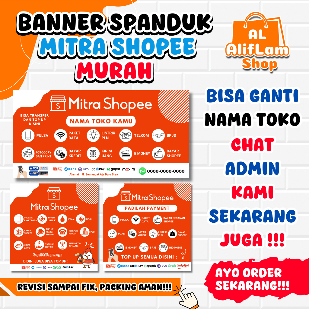 Print PARTNER SHOPEE BANNER BANNER | As_61 VERSION | Can CHANGE THE ...