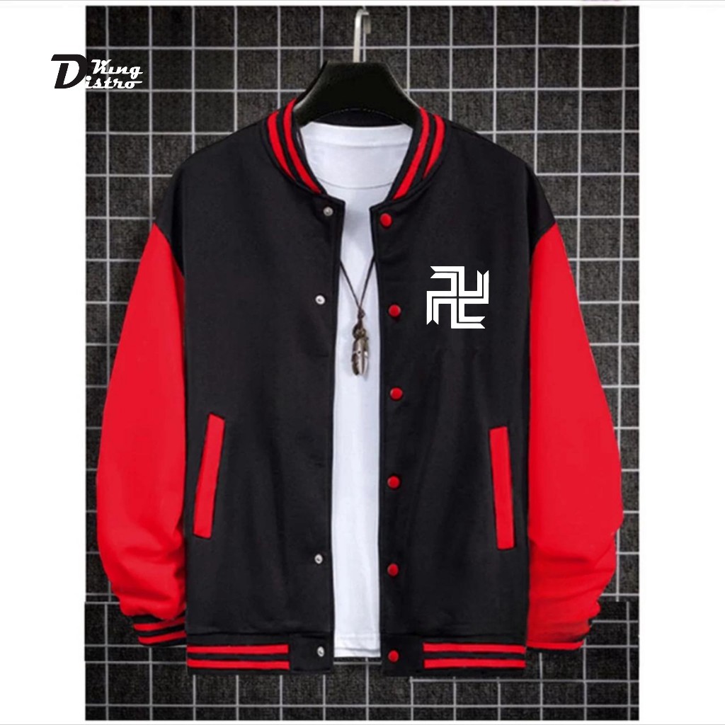 PUTIH Manji T0KY0 Text WHITE Button Varsity Baseball Jacket Men Women ...