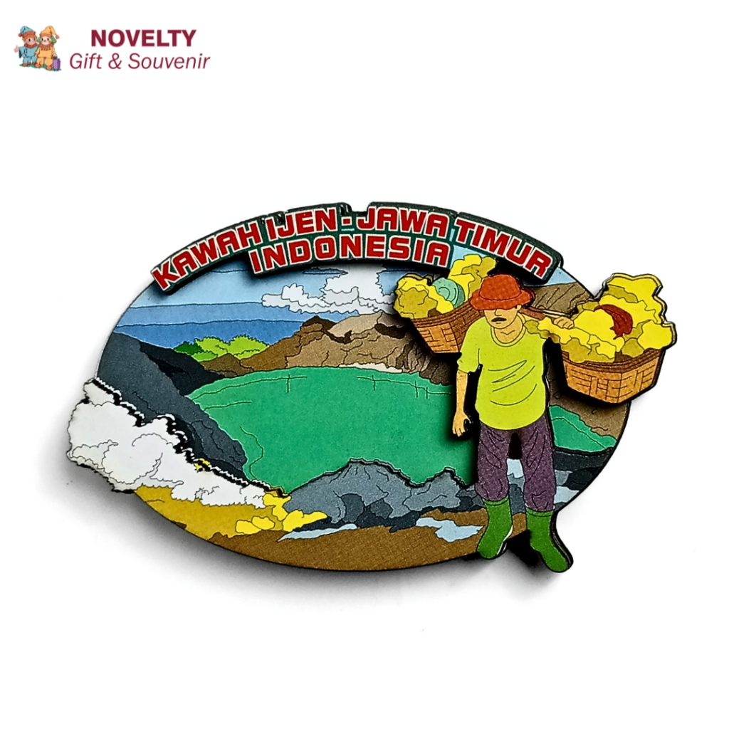 East Java Kawah Ijen refrigerator magnet Souvenir from Indonesia ...