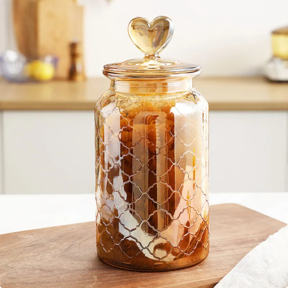 Aesthetic Glass 1350ml - Airtight Cake Storage Airtight Glass Jar/Glass ...