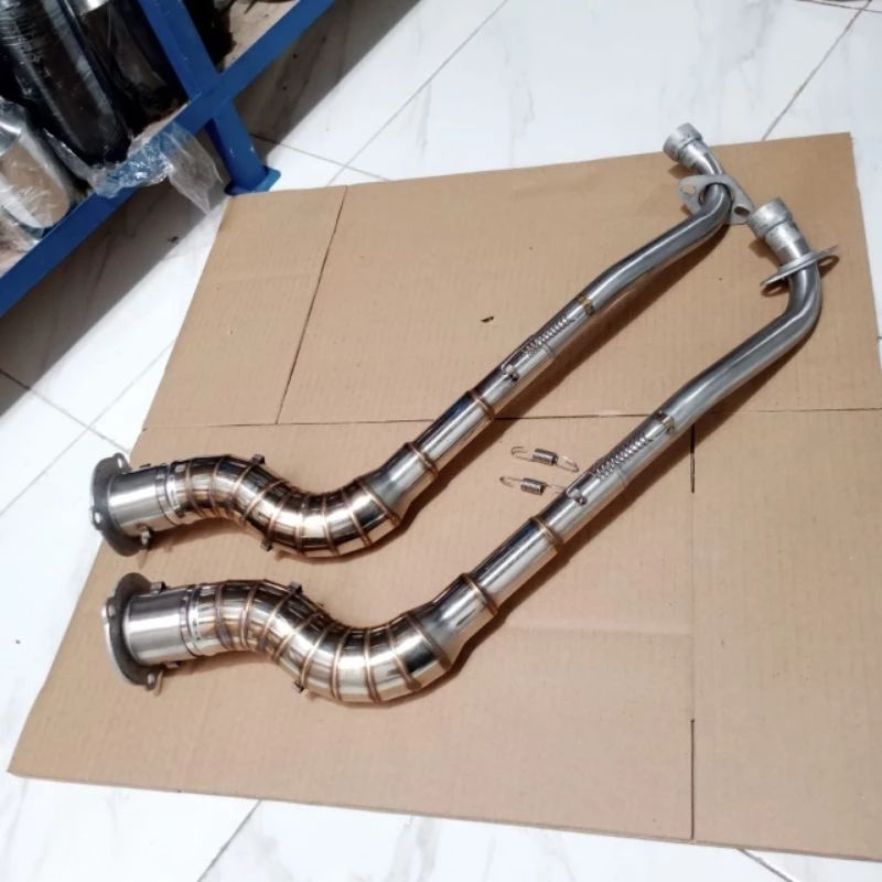 (Highmount) Stainless pipe big elbow + adapter 51mm for xrm 125 wave ...