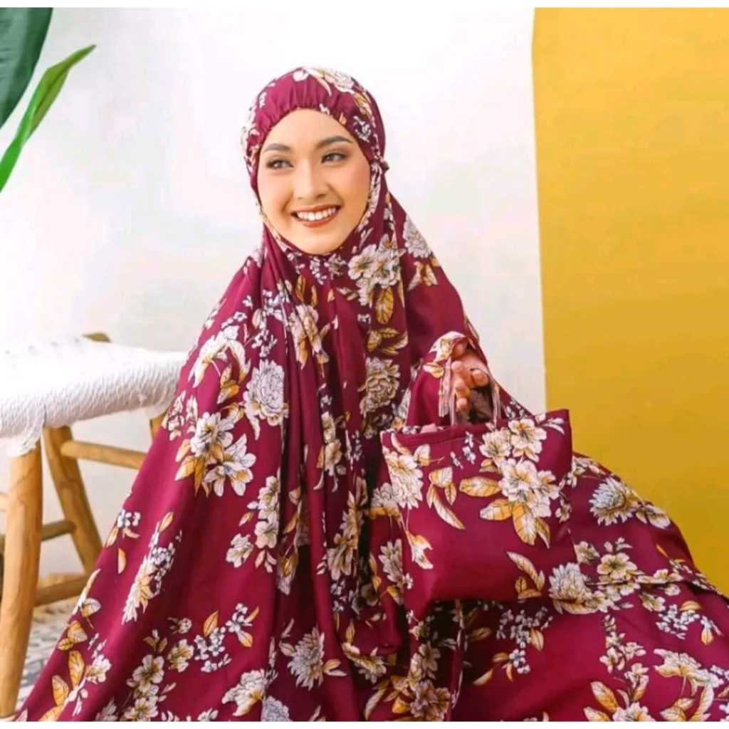 KATUN PREMIUM MOTIF TRAVEL MUKENAH / SAKURA FLOWER MOTIF MUKENAH ...
