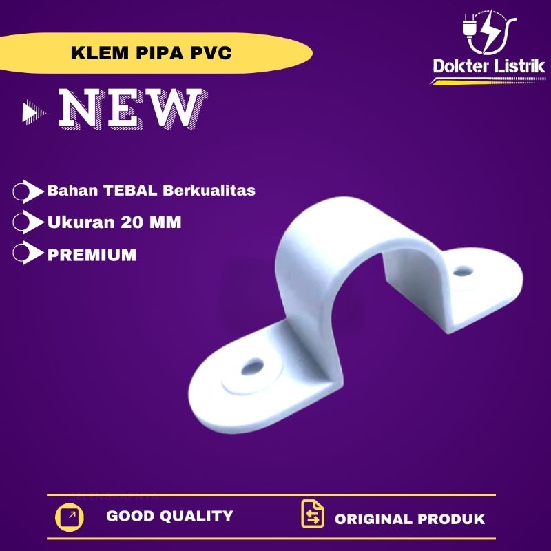 PUTIH Premium 20mm White Electrical Conduit PVC Pipe Clamps | Shopee ...