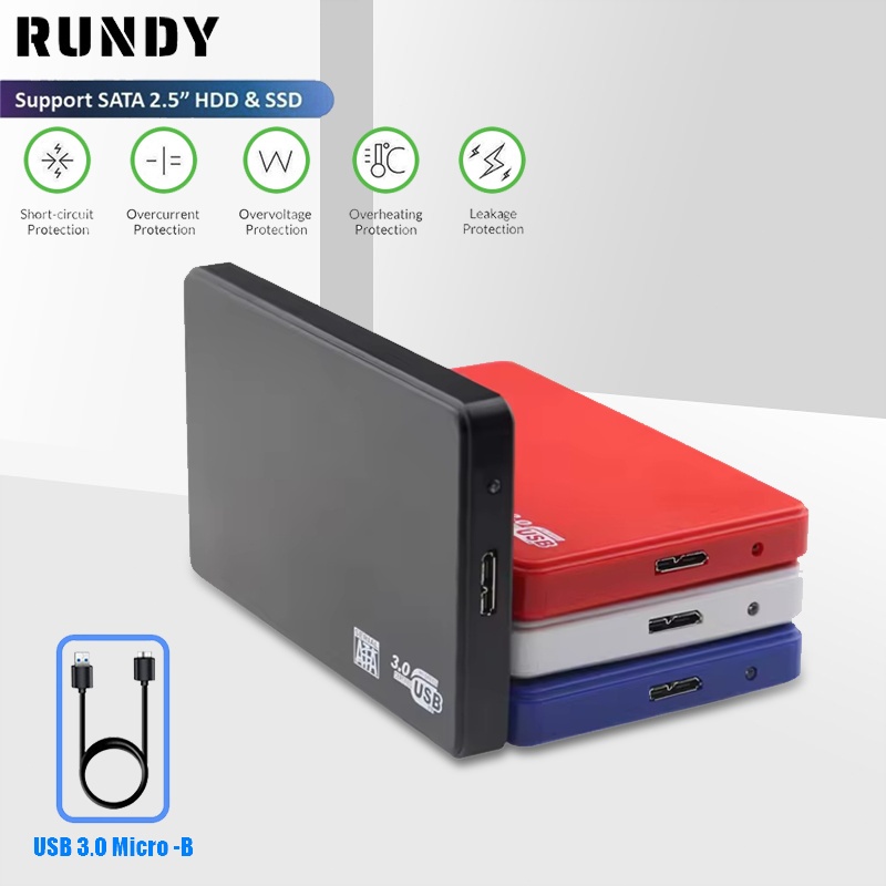 Rundy Hard Disk Casing External USB 3.0 Hdd/SSD Casing/Enclosure 2.5 Inch Type A to C Full Mesh ...