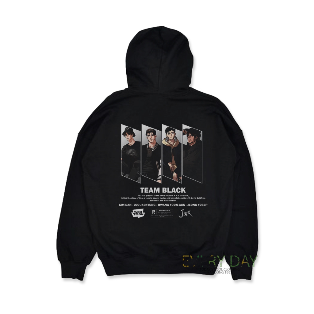 Team BLACK BL Streetwear HOODIE JACKET Outfit Manhwa JINX Cotton Fleece ...