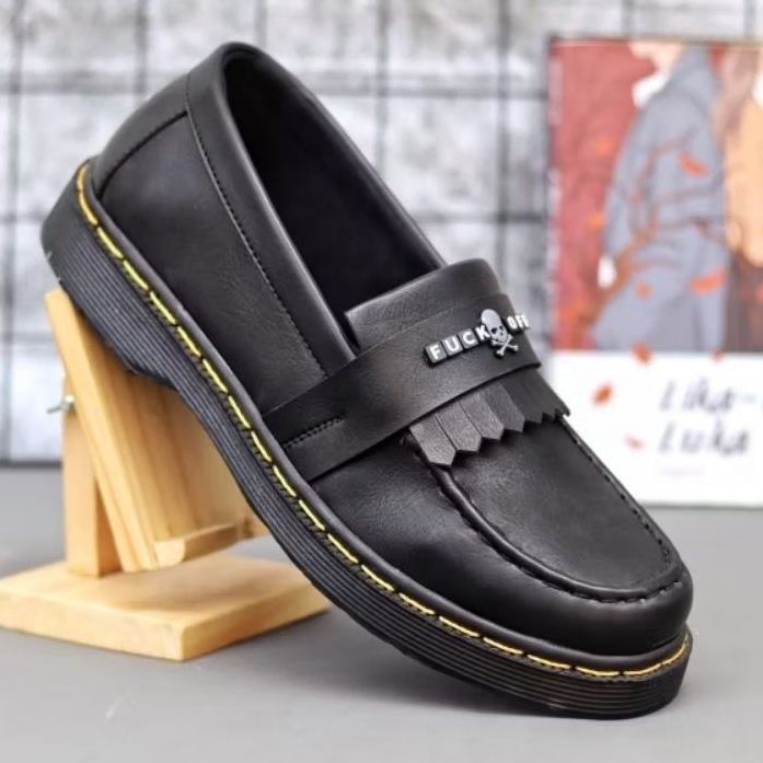 HITAM Docmart Men's Black Penny Loafers Formal Shoes Slip On Casual ...