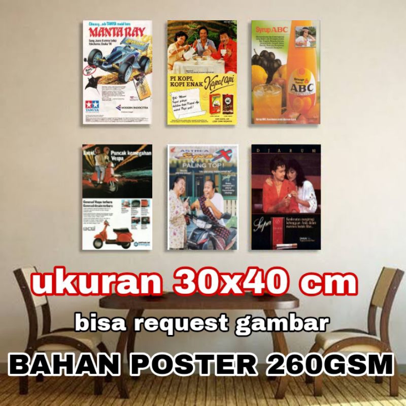 HIASAN DINDING Old school advertising posters, warkop and cafe wall ...