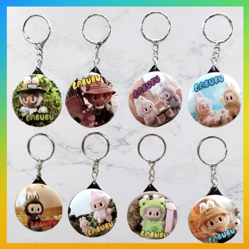 Labubu Pin Keychain / Labubu Cartoon Round Keychain / Labubu Pin ...