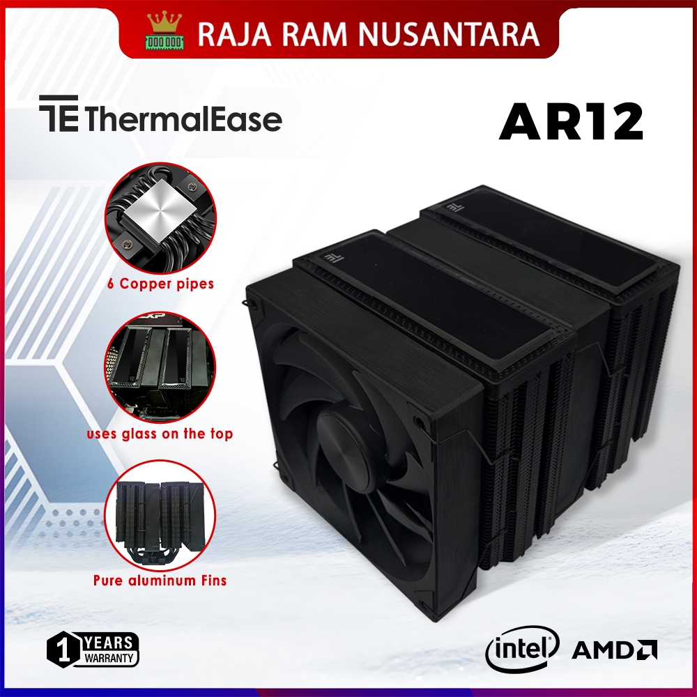 Thermalease ANTI RGB AR12 Solid BLACK Cpu Cooler ANTI RGB Fan Dual Twin ...