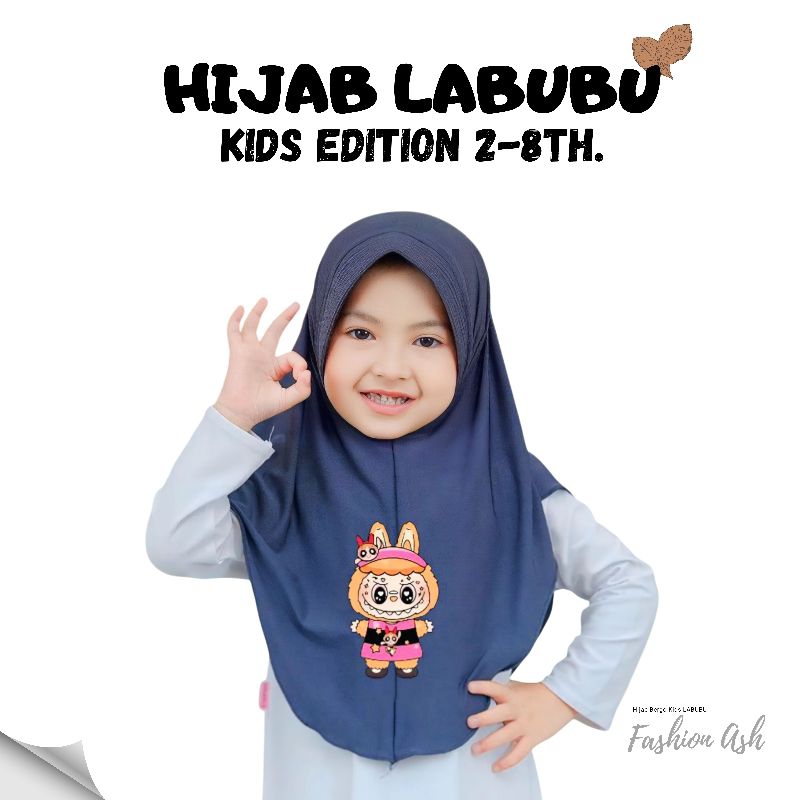 Labubu Kids Hijab for Children 2-8 years premium Jersey | Shopee Malaysia