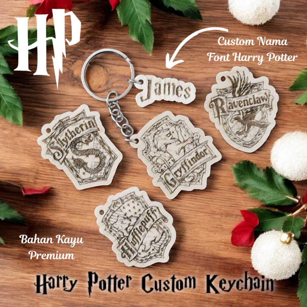 HP GANTUNGAN Harry Potter Custom Name Keychain - Hogwarts House ...