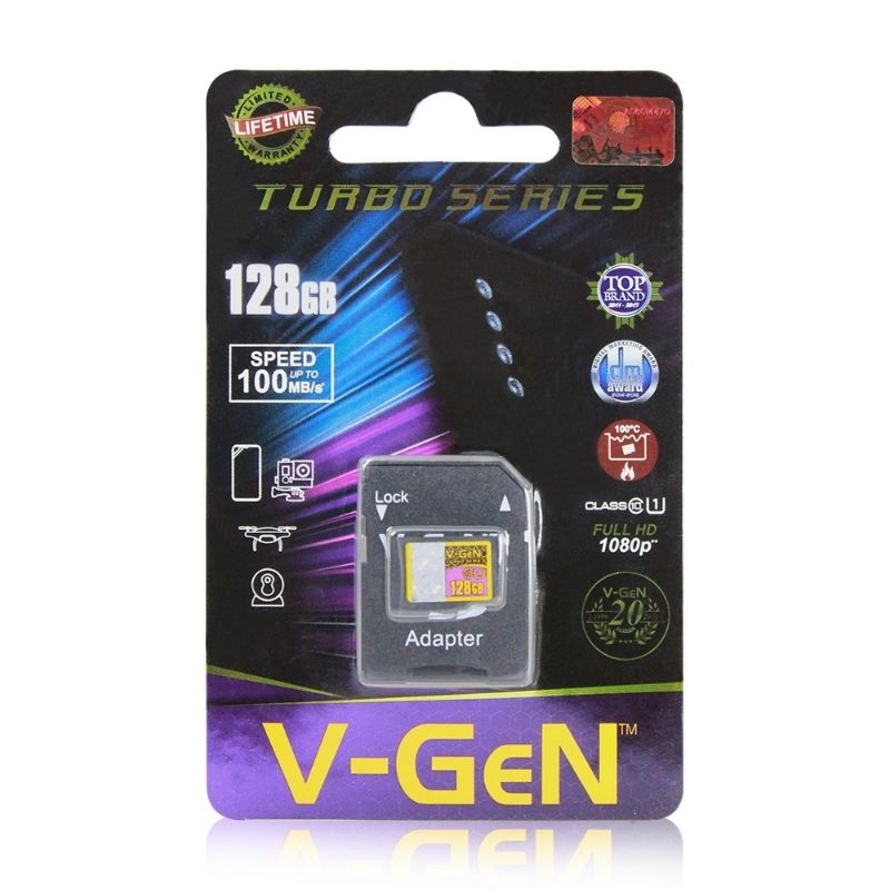 Micro Sd V-GeN 128GB CLASS10 TURBO 100MB/s + MMC 128 gb adapter plus ...