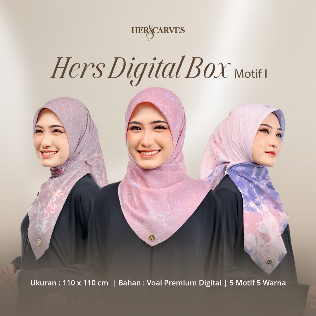 Herscarves Rectangular Box Veil Hijab Premium Motif Box Packaging ...