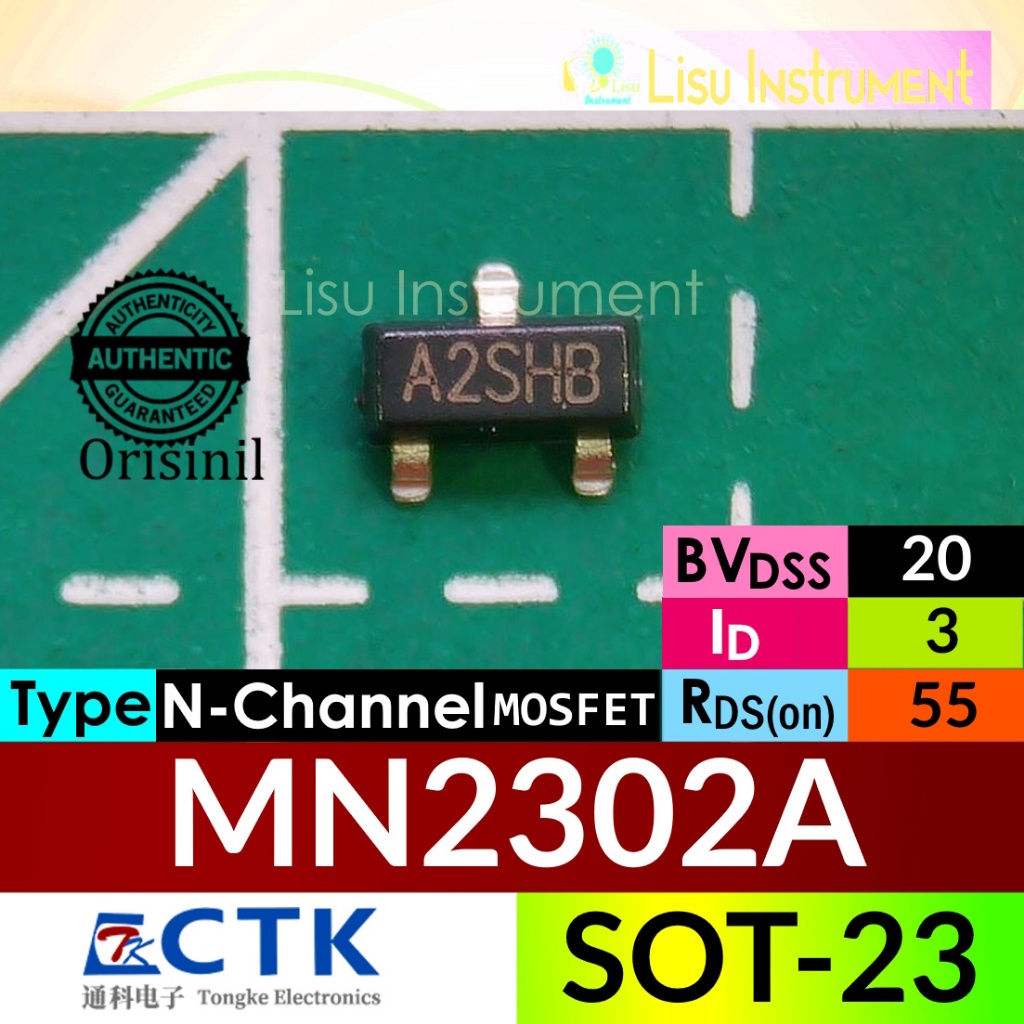 Tkmn2302a 20V 3A N-Channel MOSFET A2SHB Si2302 SOT-23 CTK Electronics | Shopee Malaysia