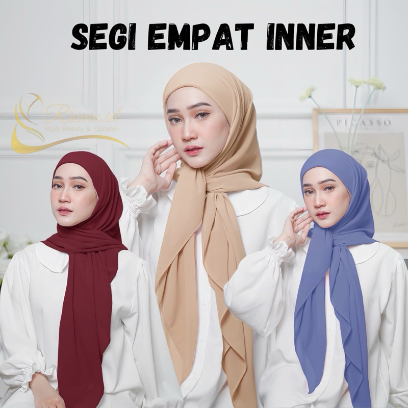 Instant square hijab inner 2in1 / square hijab inner 2 layer ceruty ...