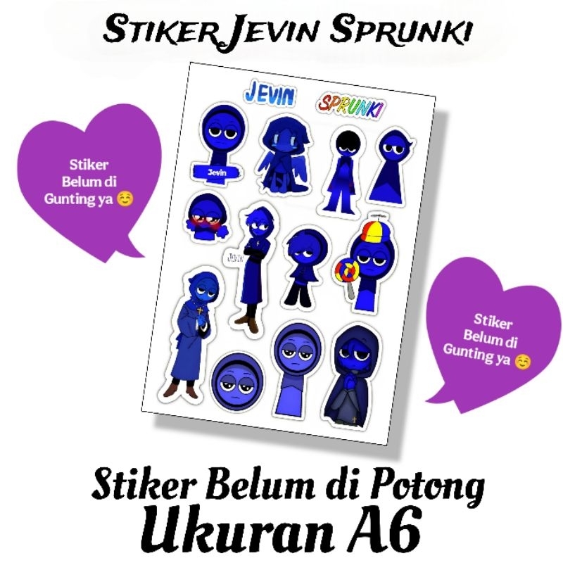 Jevin SPRUNKI Sticker / A6 size, uncut / Cute character Sticker ...